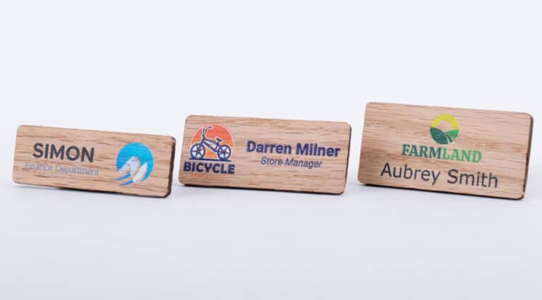 Name Badges Wooden Tags - Screen Printing Mag
